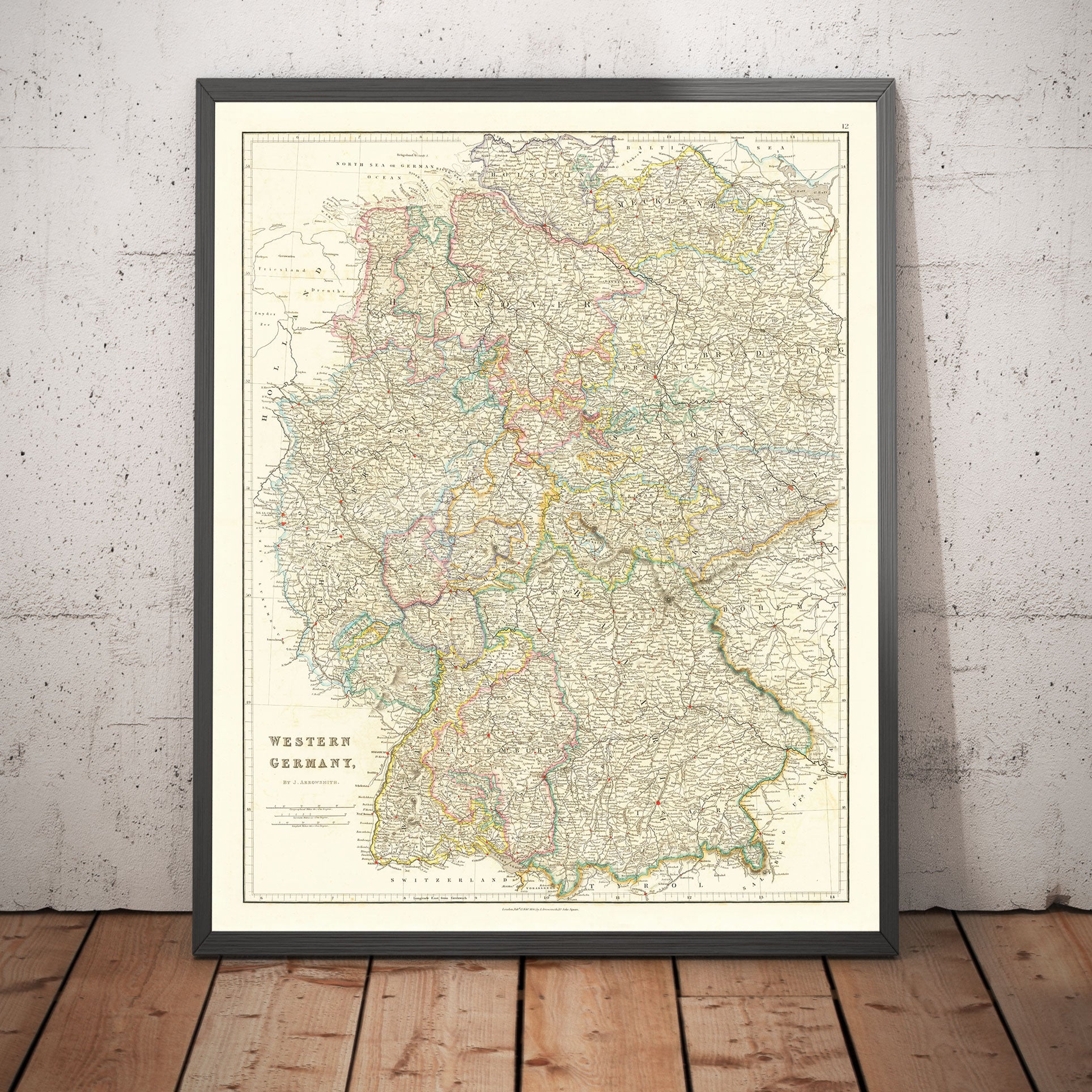 Old Map of Western Germany by John Arrowsmith in 1862 - Berlin, Munich ...