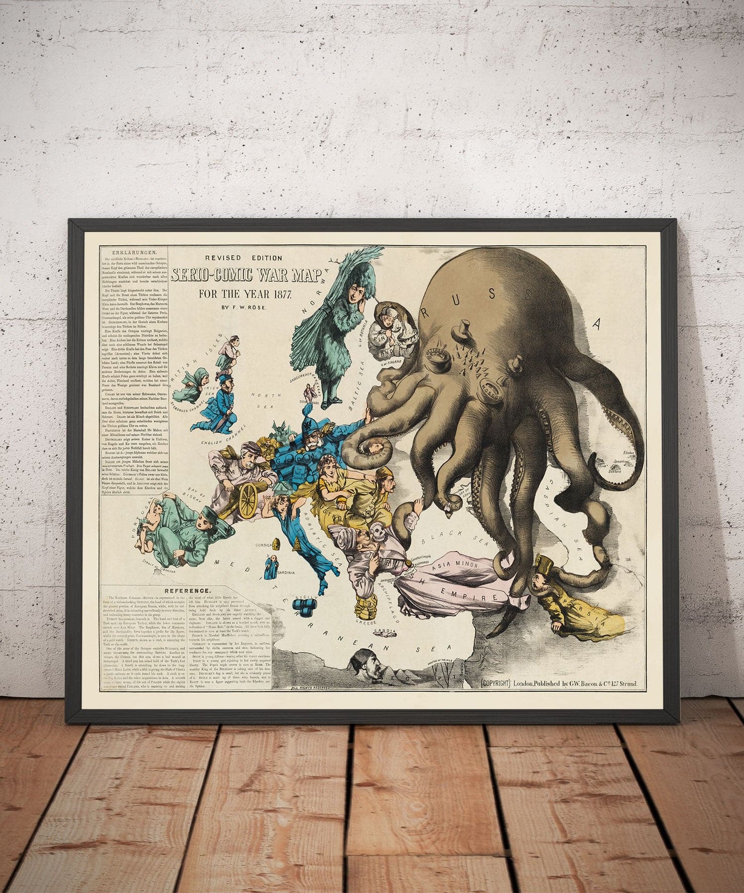 Old Satirical Map of Europe, 1877 par Fredrick Rose - 19e siècle ...