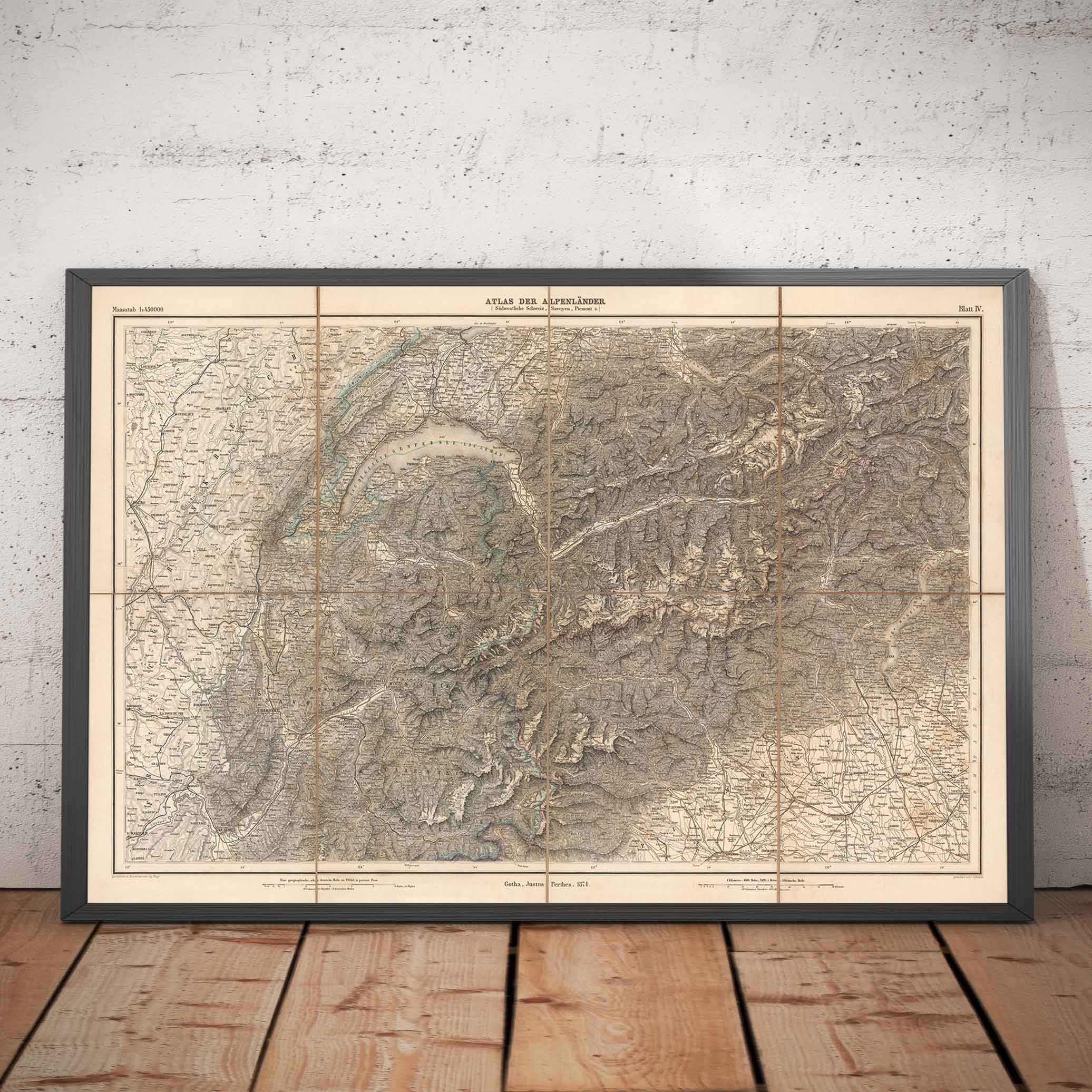 Old Map of the Alps in 1874 by Johann Mayr - Matterhorn, Mont Blanc, G ...