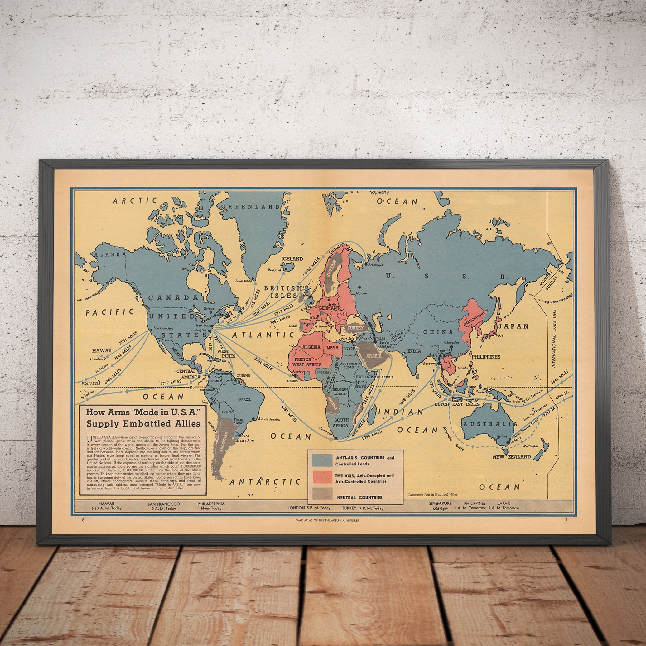 Allied Arms "Made in the USA", 1942 - Old World War 2 Propaganda Map ...
