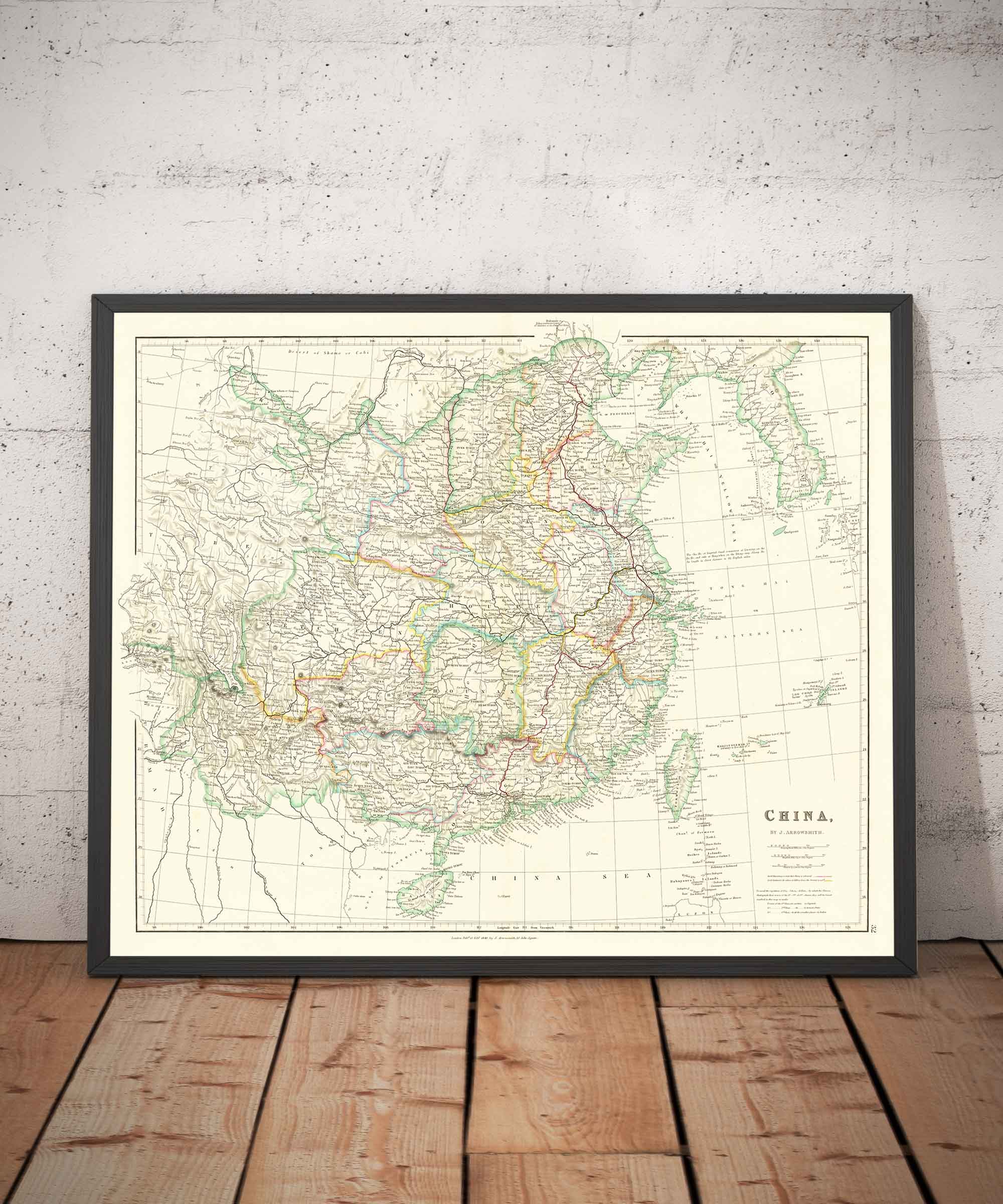 Old Map of China, 1840 by Arrowsmith - Korea, Canton, Peking, Sino ...