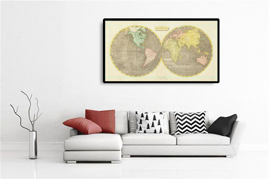 Old Double Hemisphere World Map, 1804 by Arrowsmith - Rare 19th Centur ...