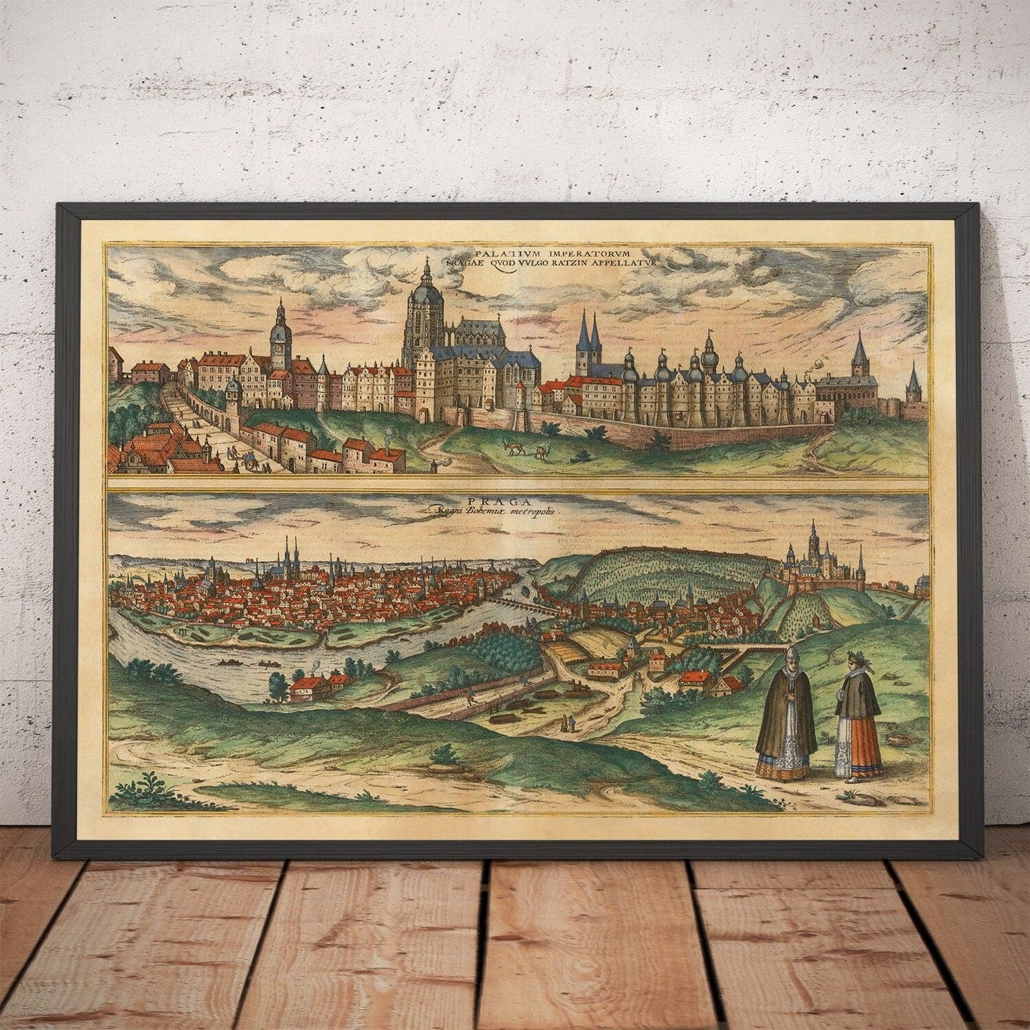 Old Map of Prague, Czechia by Georg Braun, 1572 - Bohemia, Castle, Vlt ...