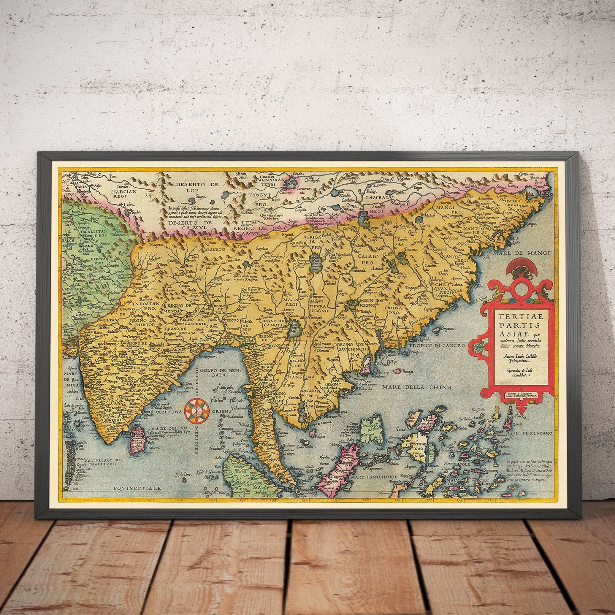 Old Map of India and East Asia, 1593 by de Jode - China, Nepal, Laos ...