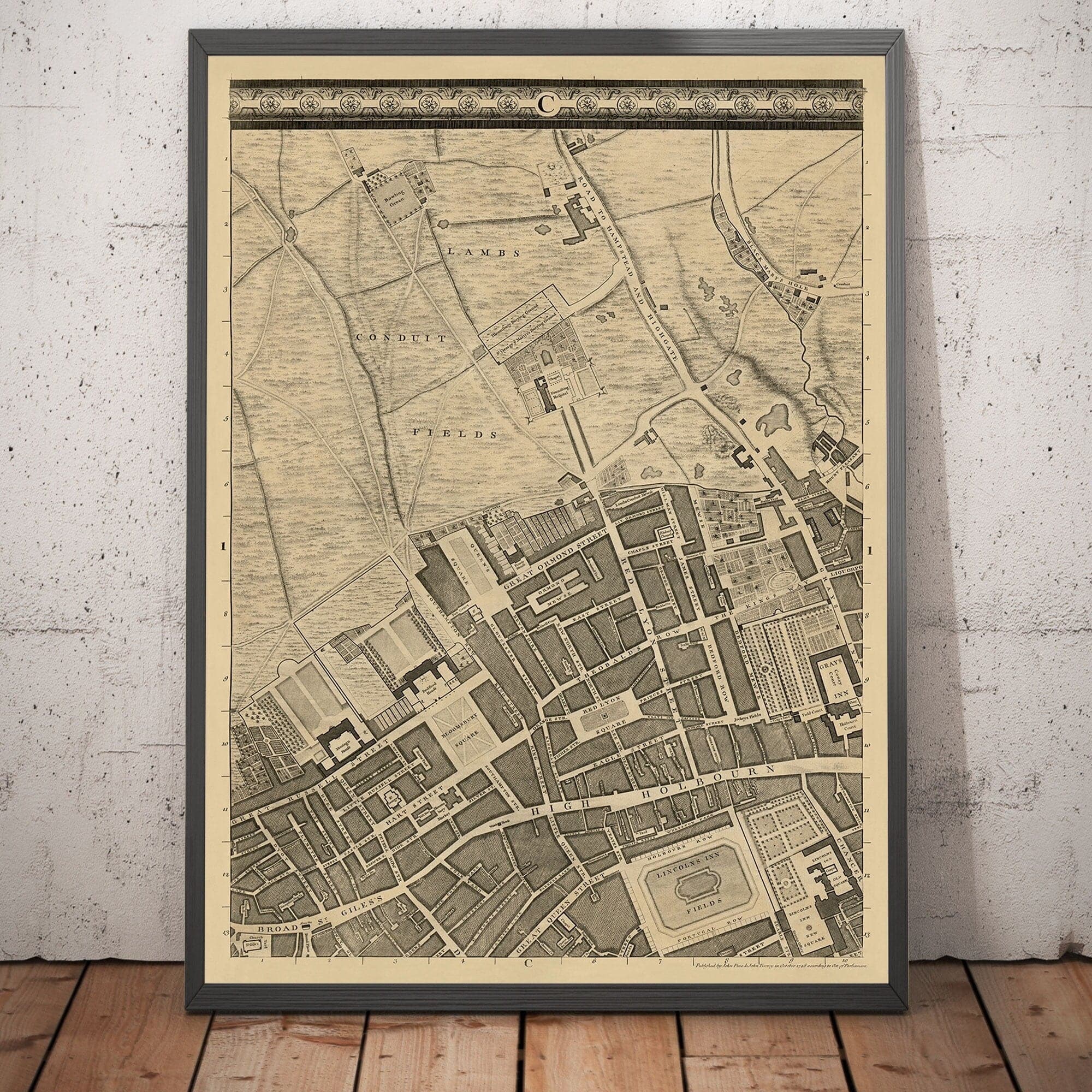 Old Map of London by John Rocque, 1746, C1 - Holborn, Russell & Blooms ...