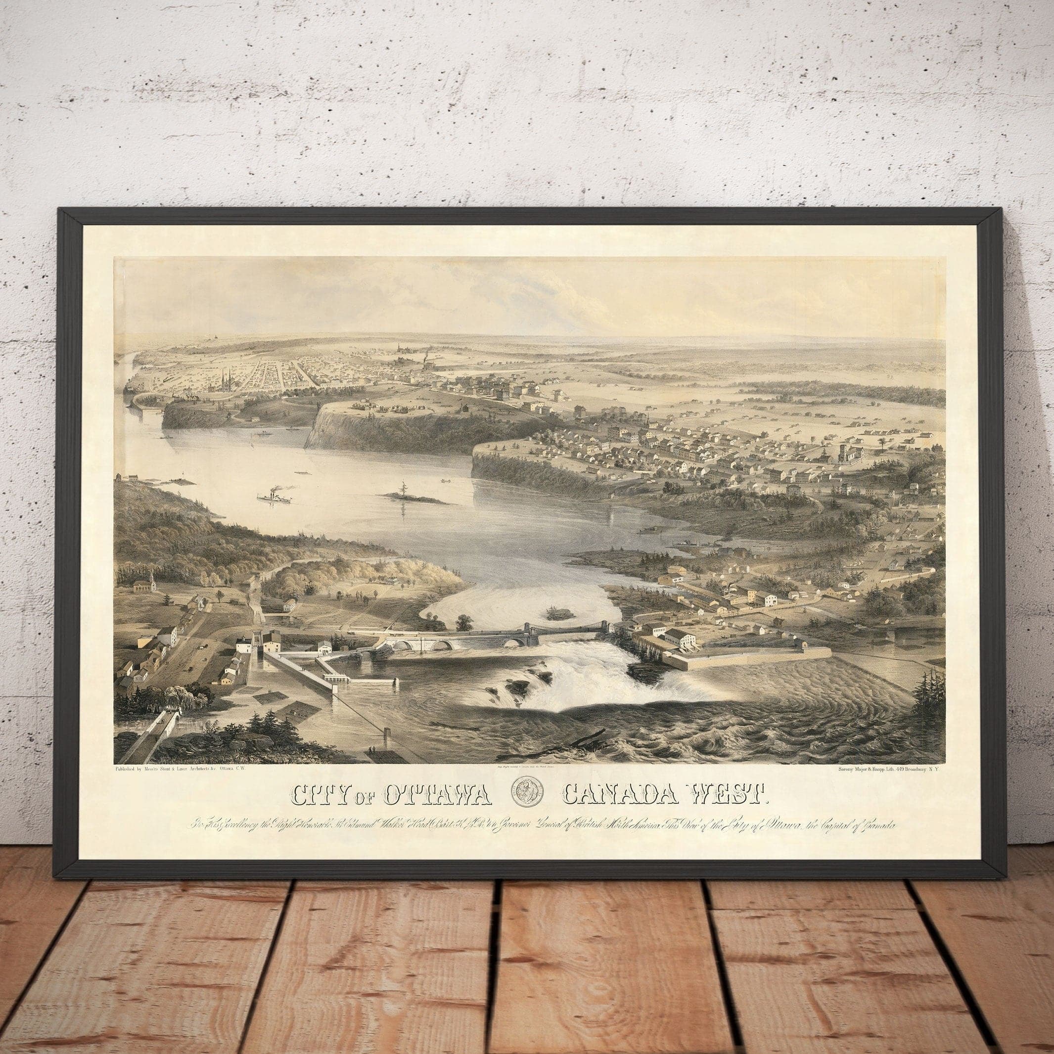 Old Map of Ottawa, 1859 by Laver & Stent - Colonial Canada Capital - H ...