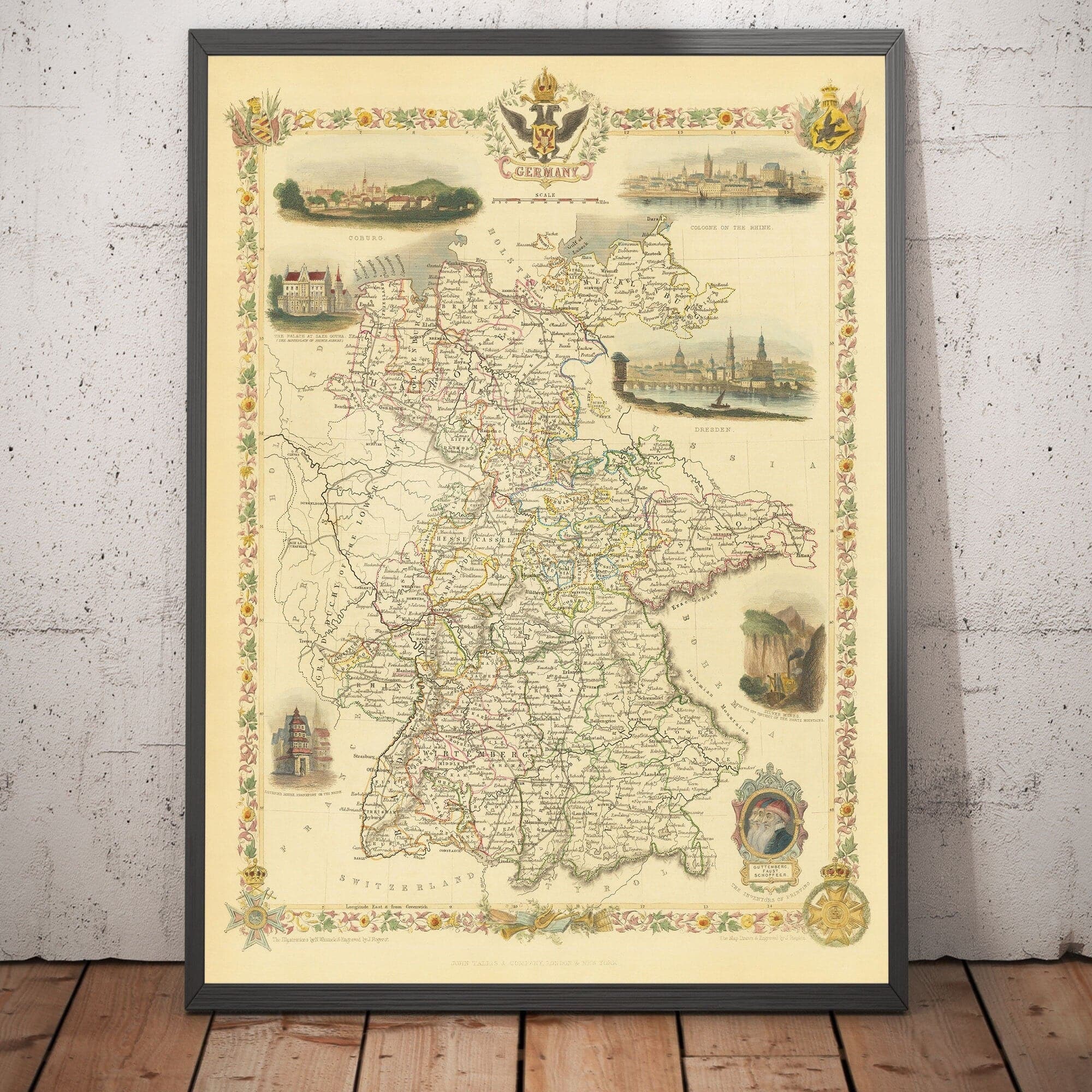 Old Map of Germany, 1851 - Pre-Unification, Pre-Reich Deutschland, Hol ...