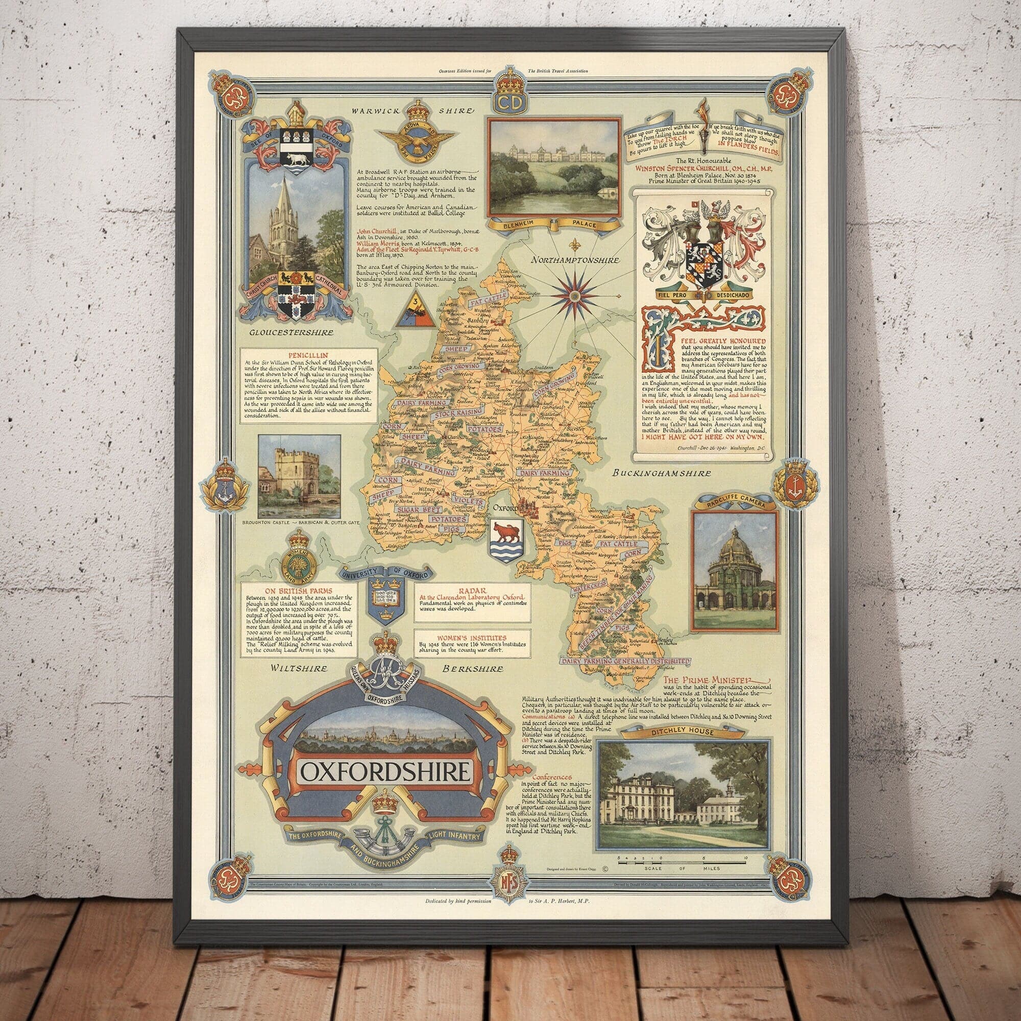 Old Map of Oxfordshire by Ernest Clegg, 1947 - Oxford University, Blen ...