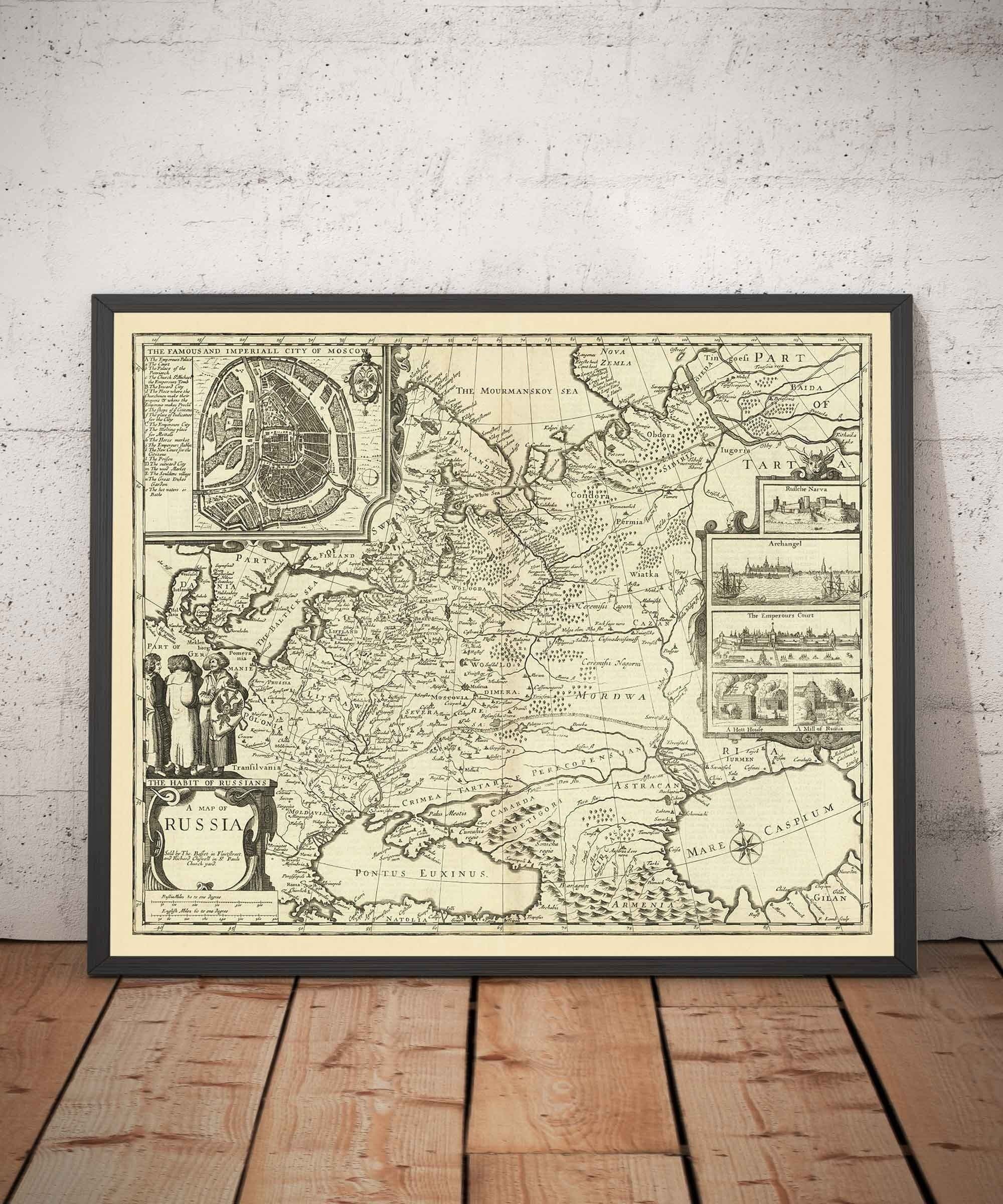 Old Map of Russia, 1676 by John Speed - Peter the Great's Russian Empi ...