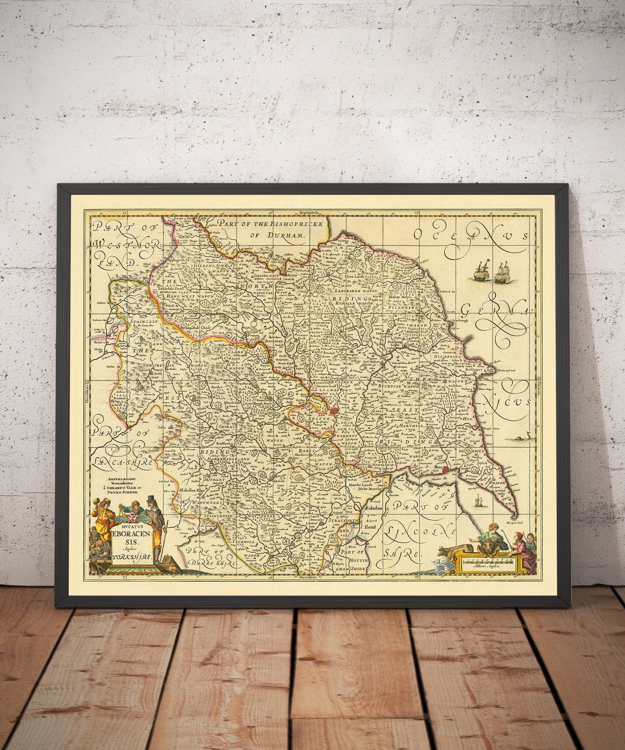 Old Map of Yorkshire, 1690 - York, Leeds, Sheffield, Rotherham, Doncas ...