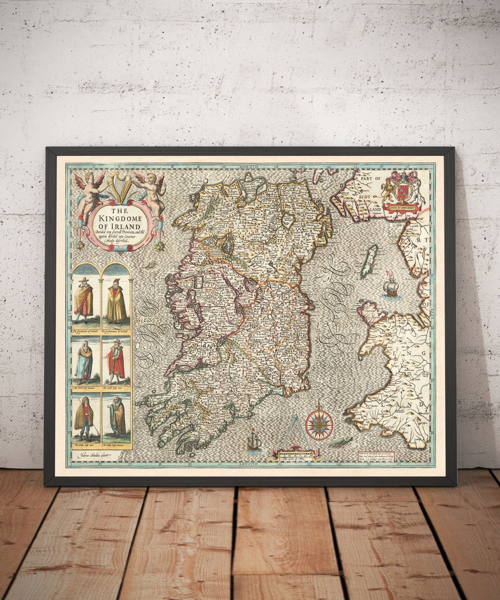 Old Map of Ireland, Éireann 1611 by John Speed - Beautiful Antique Vin ...