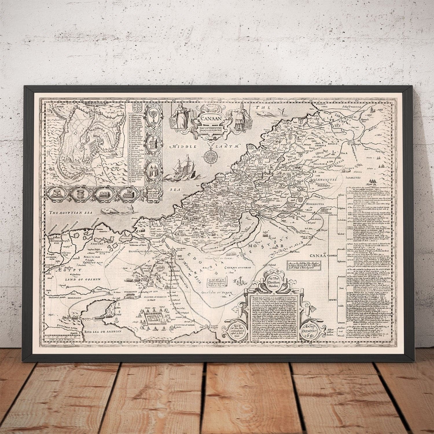 Old Map of Canaan, Israel, in 1627 by John Speed - Jerusalem, Levant ...