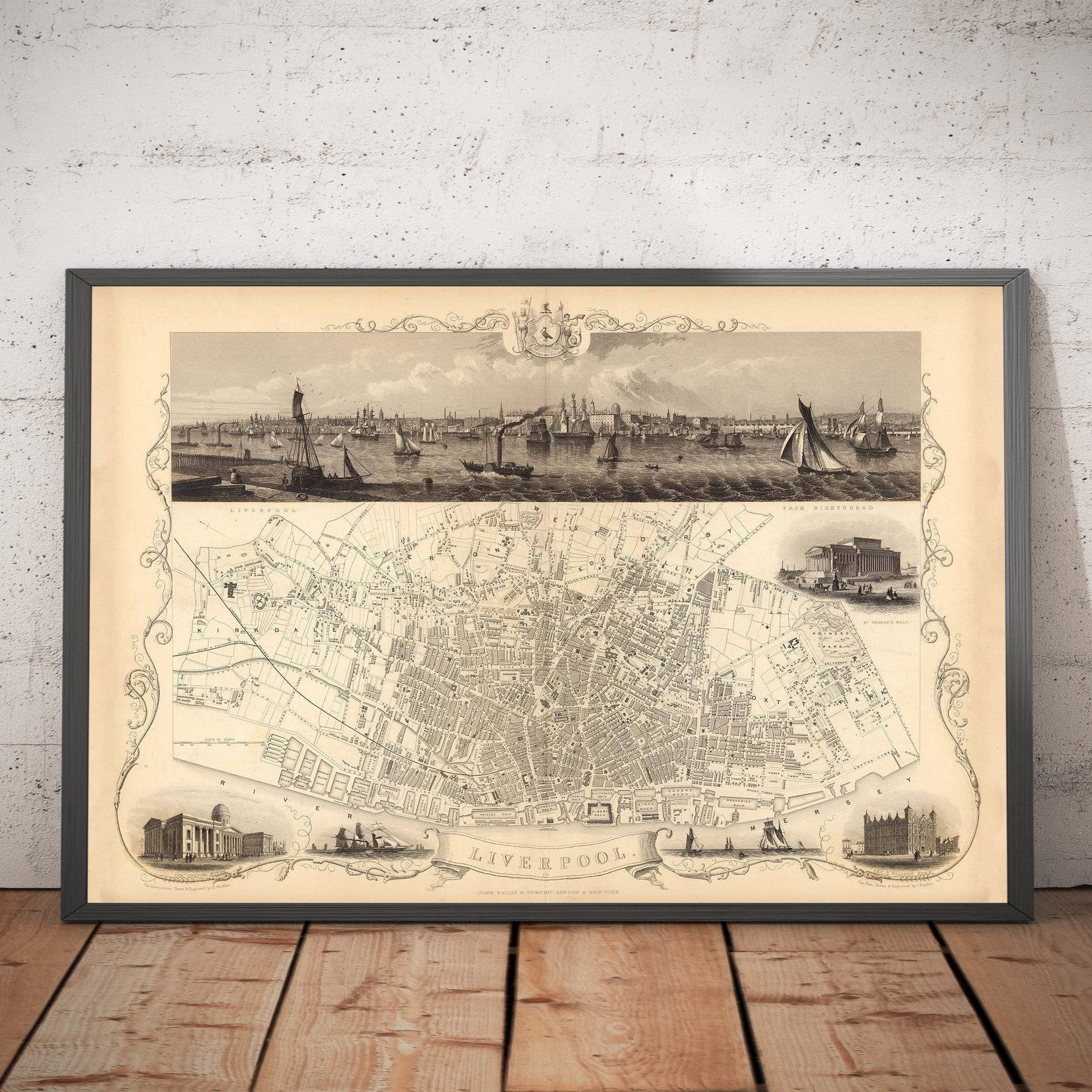 Old Monochrome Map of Liverpool by John Rapkin, 1851 – The Unique Maps Co.