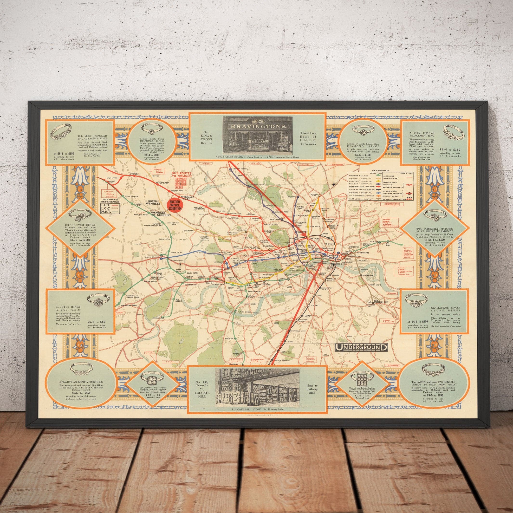 Old Map of the London Underground Tube in 1922 – The Unique Maps Co.