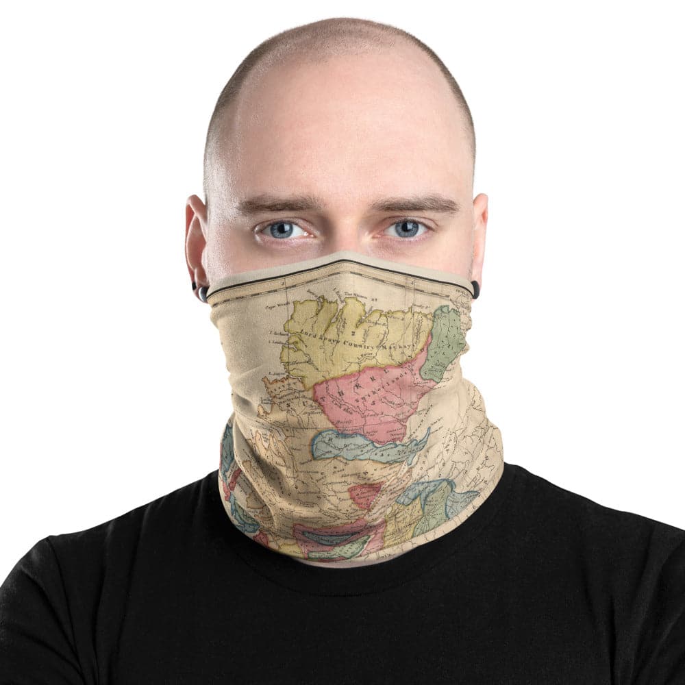 Scotland Clan Face Mask / Neck Gaiter / Snood with vintage map of the ...