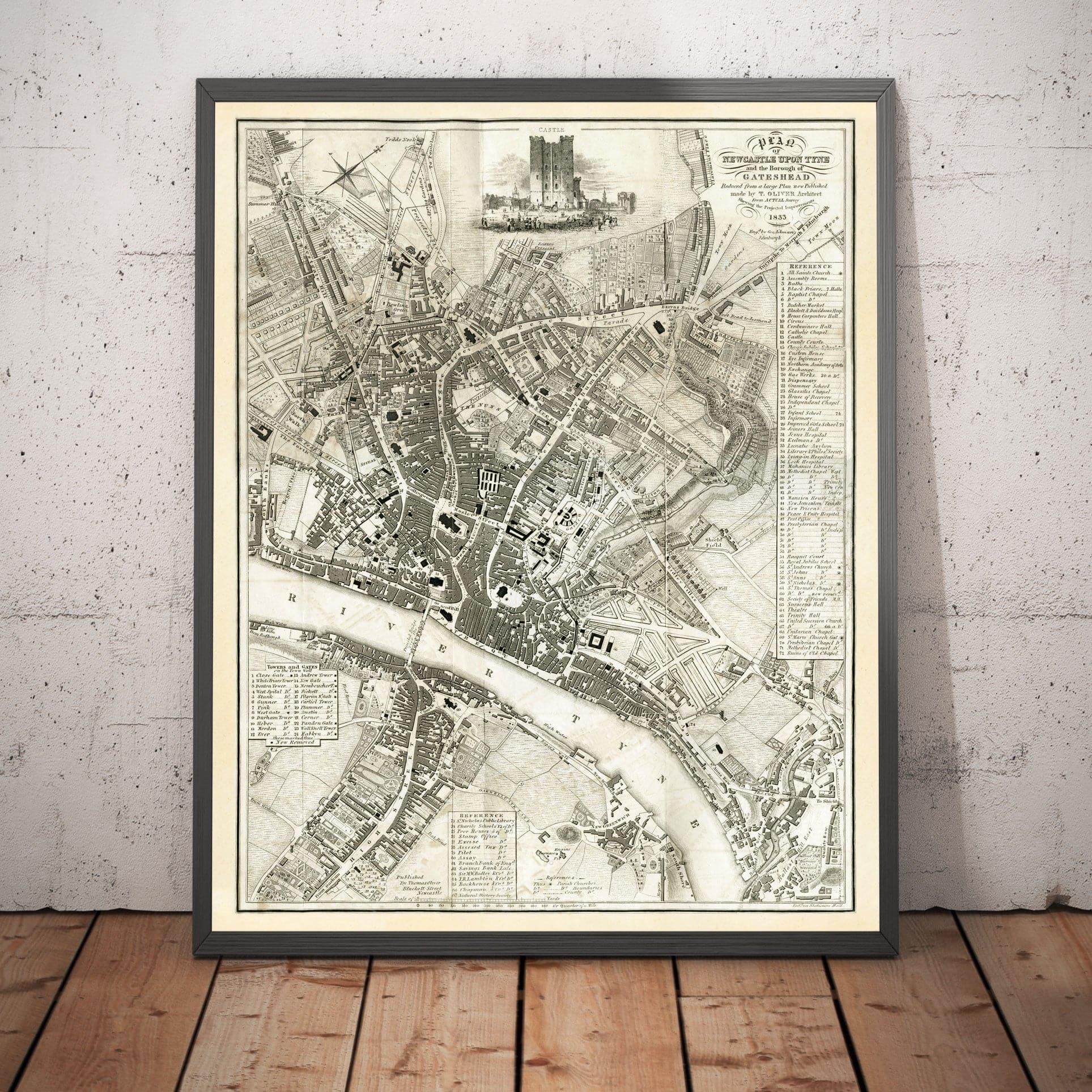 Old Map of Newcastle upon Tyne and Gateshead by Thomas Oliver, 1830 ...