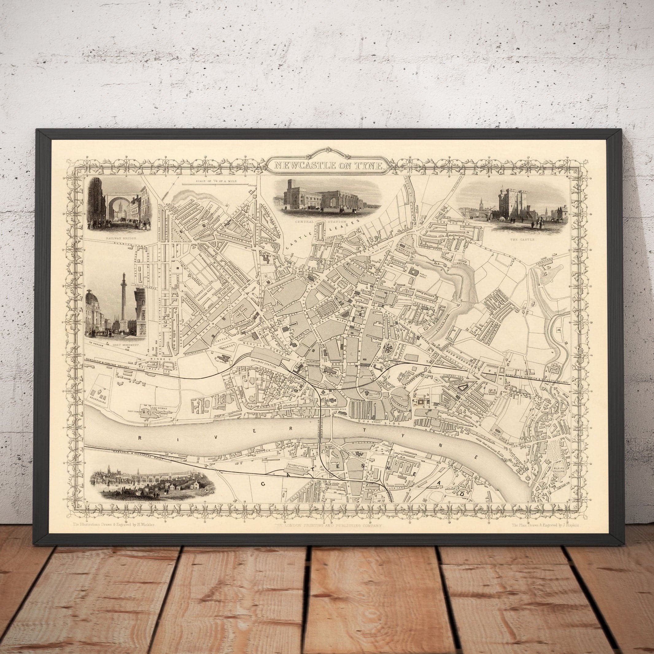 Old Map of Newcastle & Gateshead in 1851 by Tallis & Rapkin – The ...