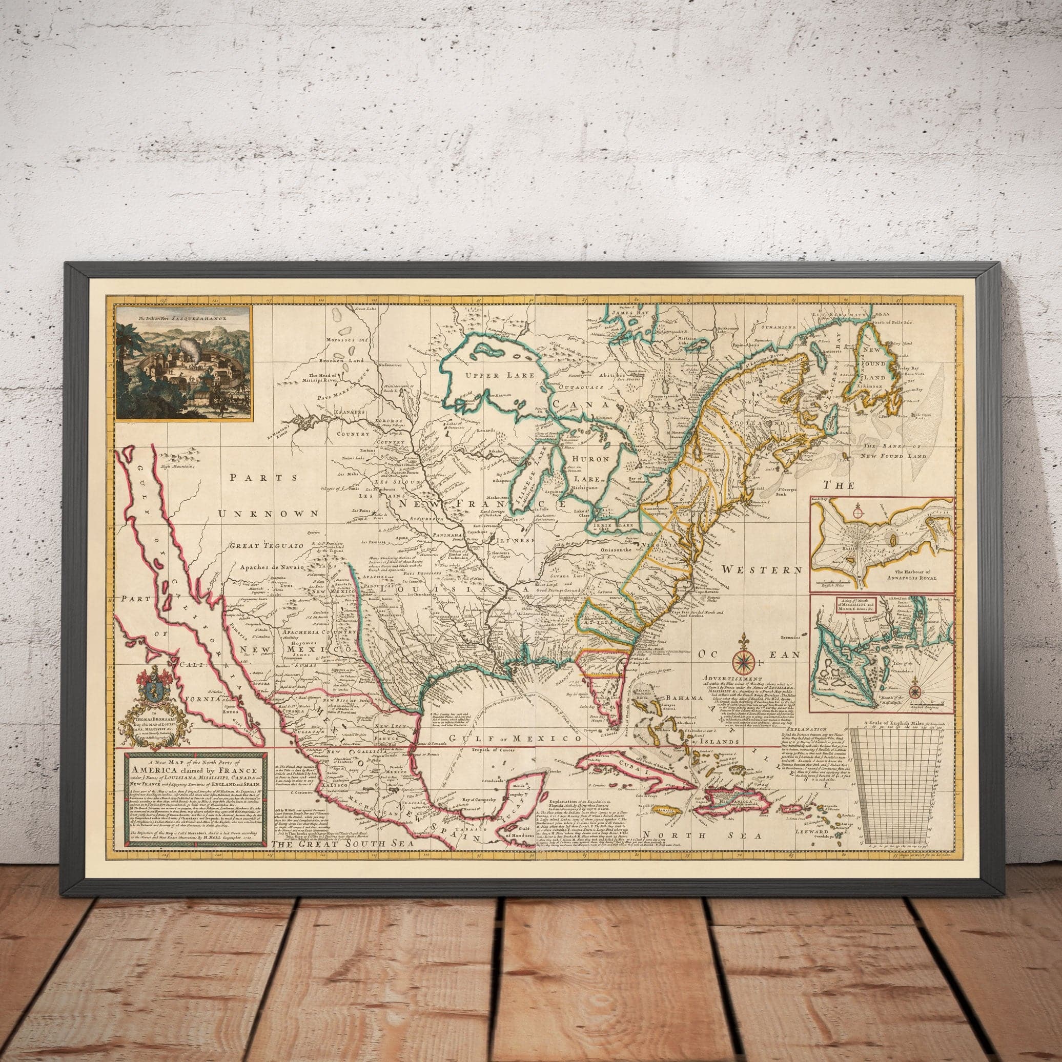 Old Map of North America, 1720 by Herman Moll - USA, Canada, Mexico ...