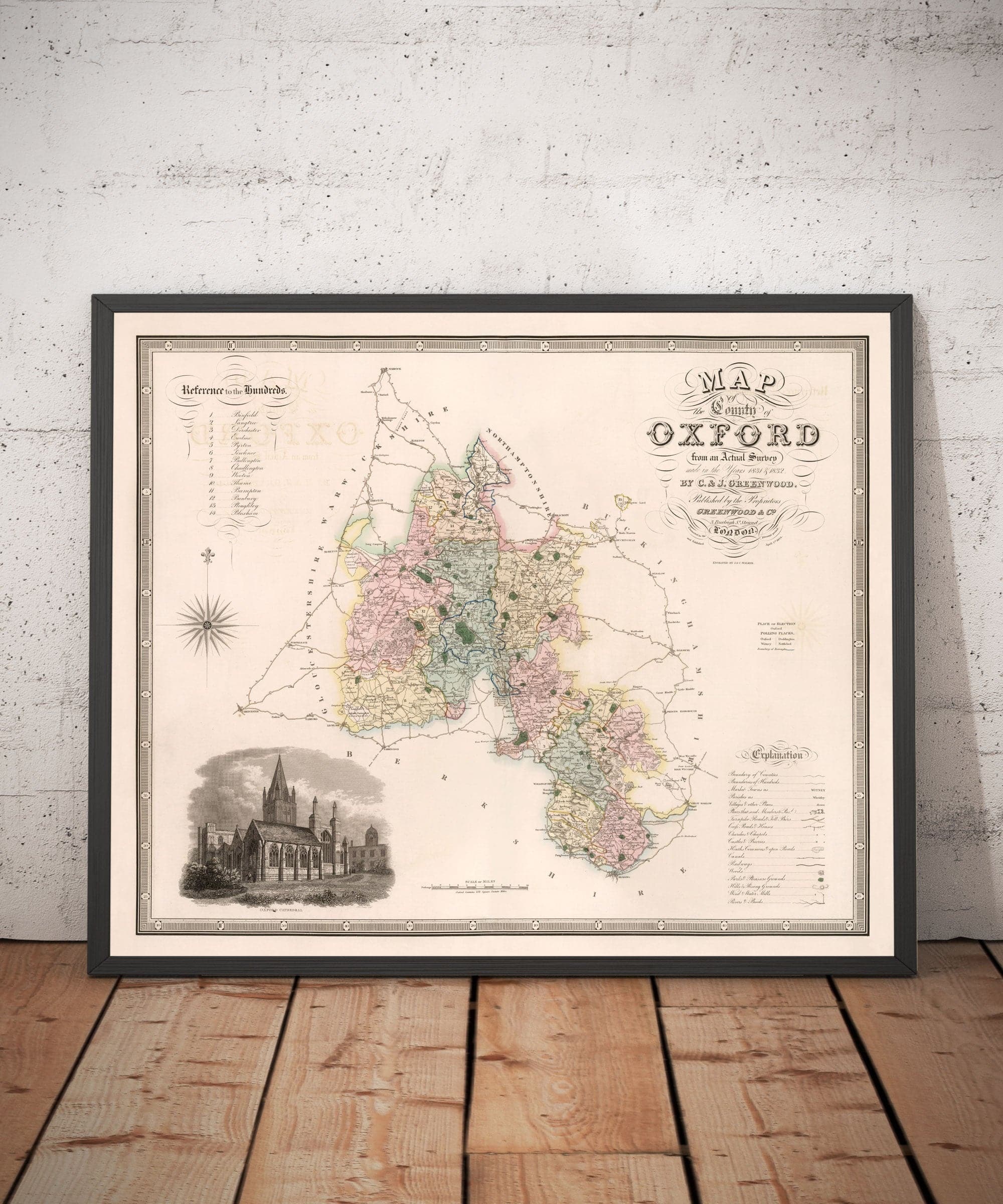 Old Map of Oxfordshire, 1829 by Greenwood - Oxford, Banbury, Abingdon ...