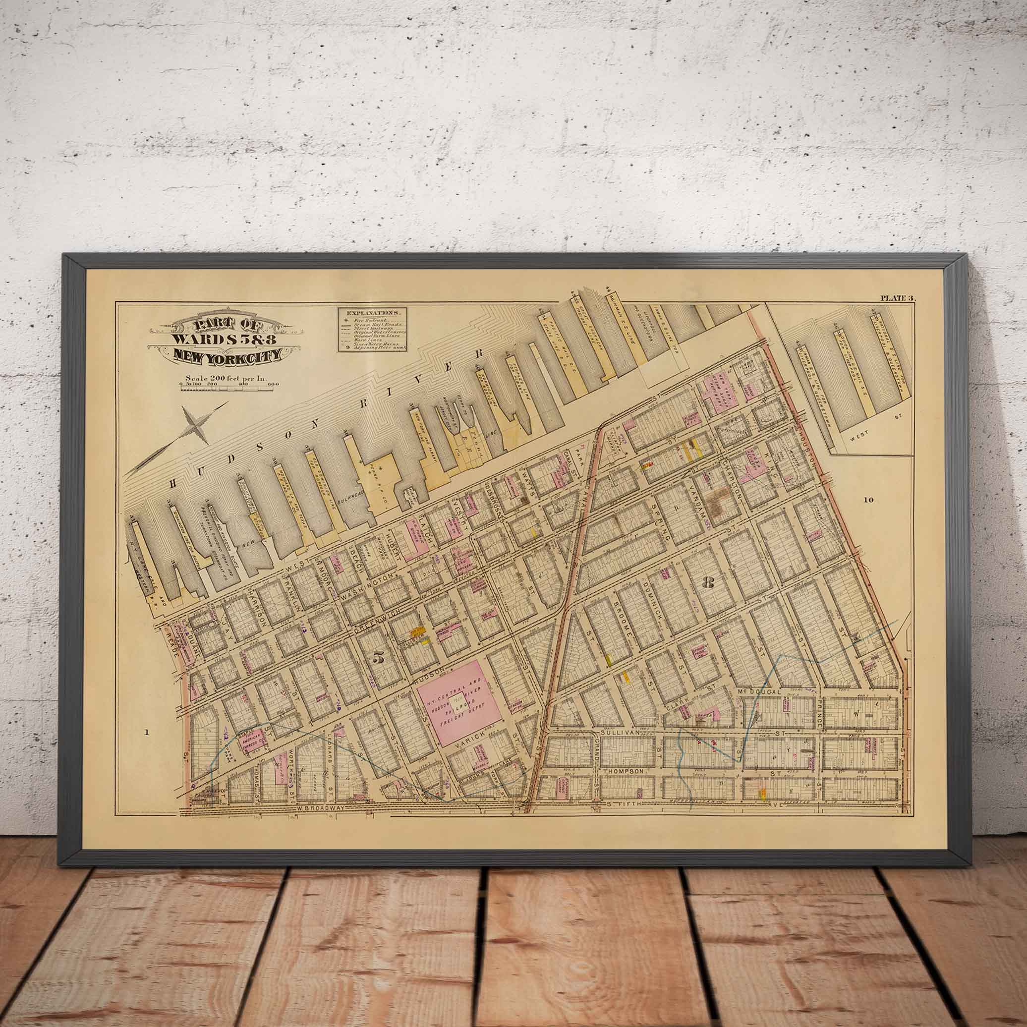 Old Map of Hudson Square & Tribeca, 1879 - Lower Manhattan Wards NYC ...