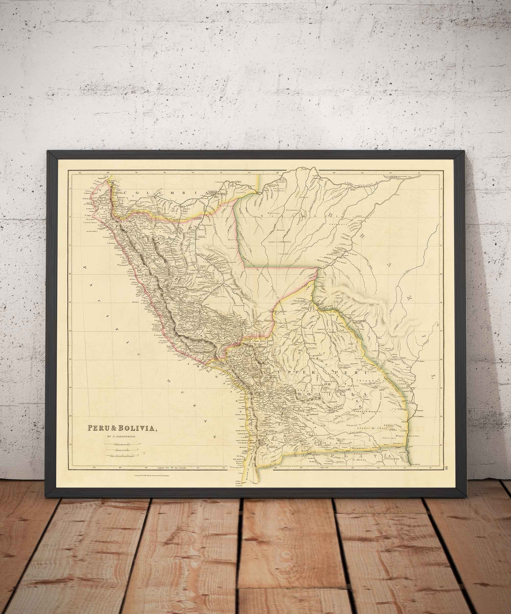 Mapa antiguo de Perú y Bolivia, 1842 por Arrowsmith - Alto Perú, Chile ...