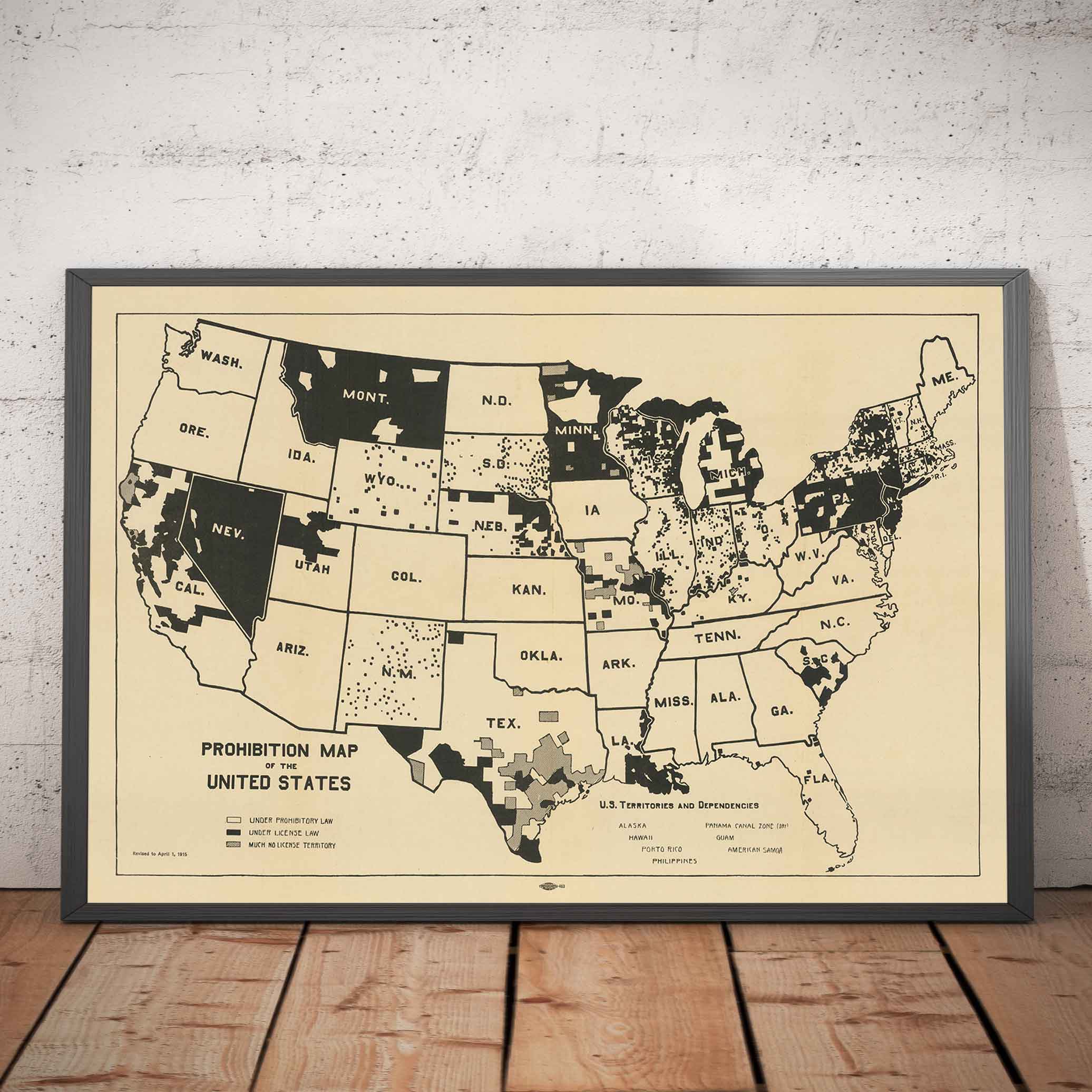 Old Map of Alcohol Pre-Prohibition in the USA, 1915 - State Prohibitio ...