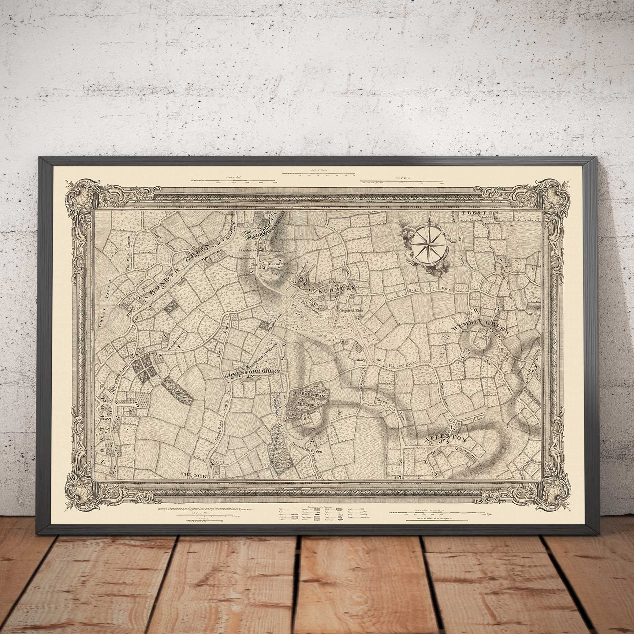 Old Map of North West London in 1746 by John Rocque - Wembley, Preston ...
