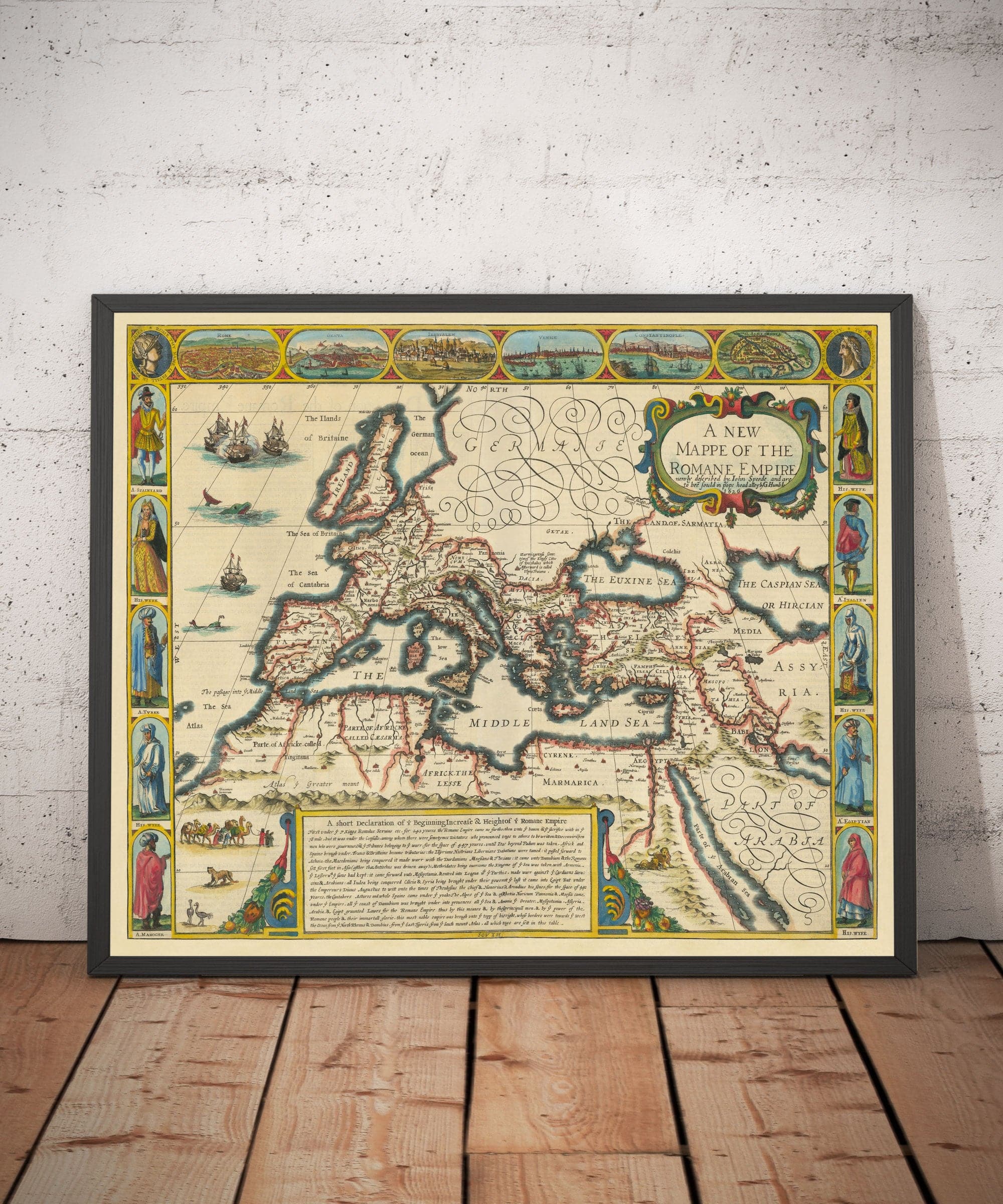 Old Roman Empire World Map, 1626 by John Speed - Rare Wall Art of West ...