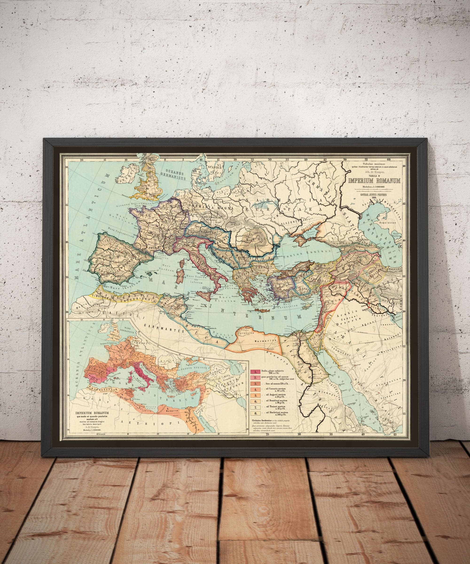 Old Roman Empire World Map From 266BC to 305AD by Perthes & Kampen ...