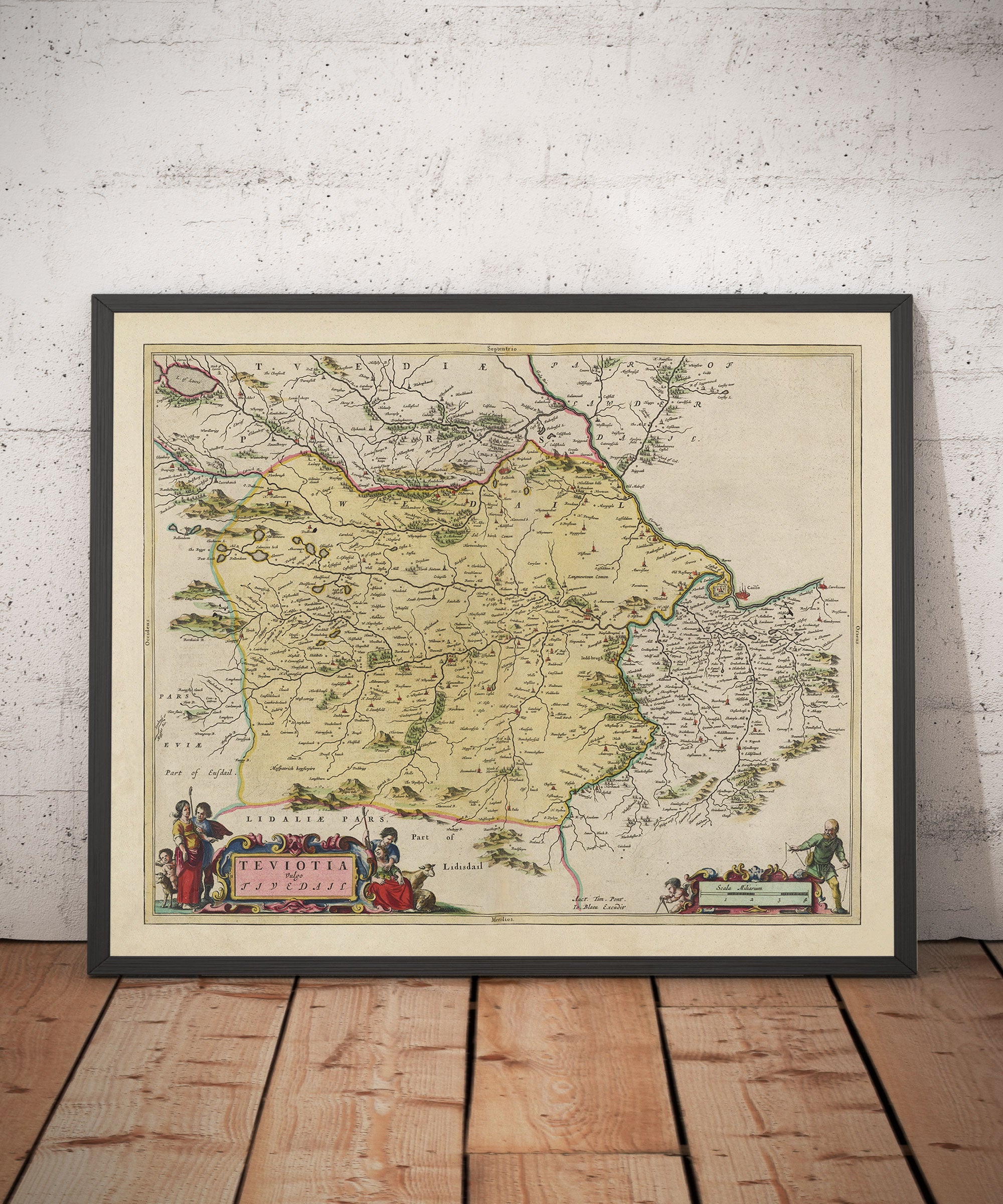 Old Map of Roxburghshire in 1665 by Joan Blaeu - Roxburgh, Branxholm ...