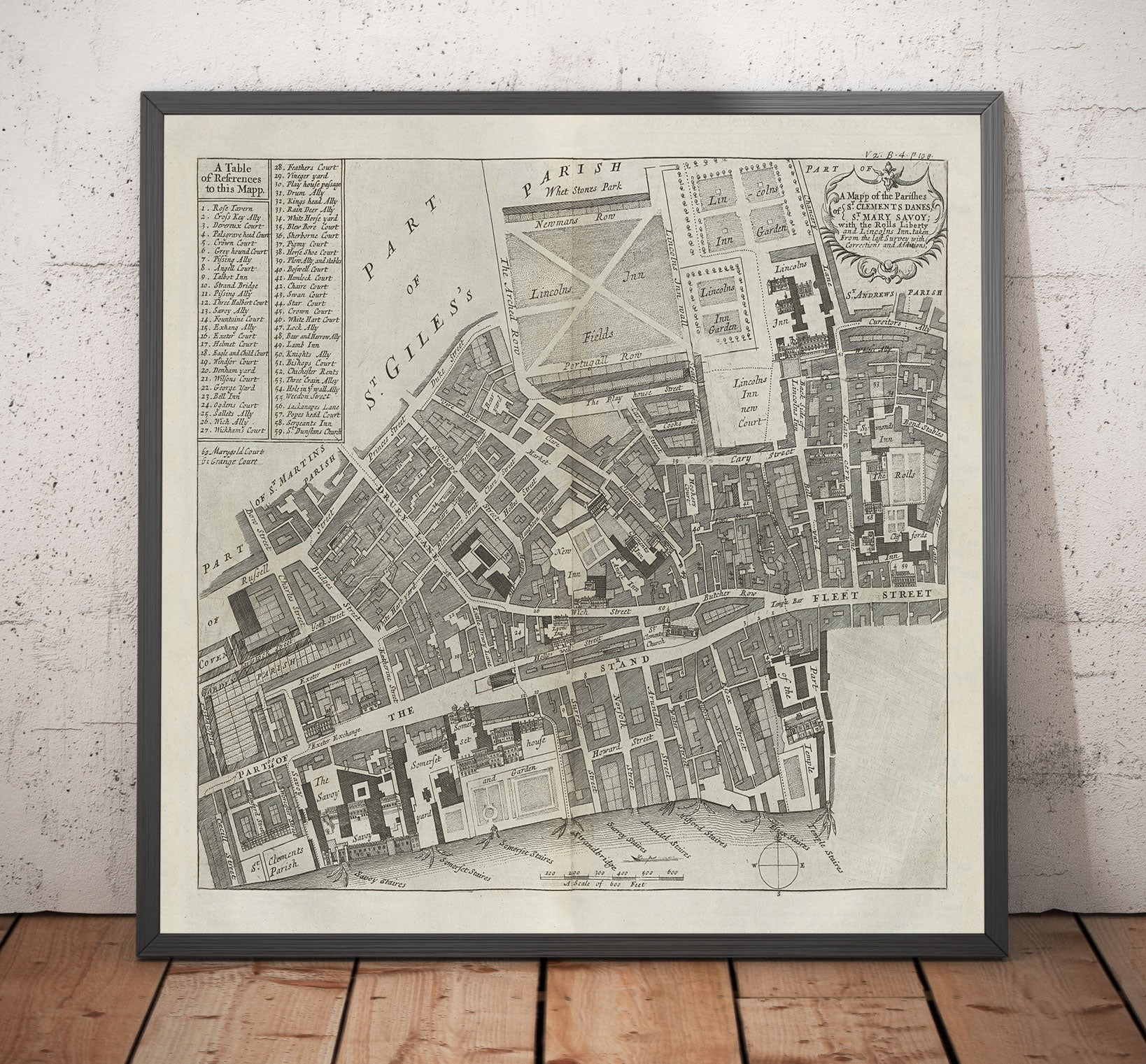 Old Map of St Mary Savoy, 1720 by Strype and Stow - London, Holborn, S ...