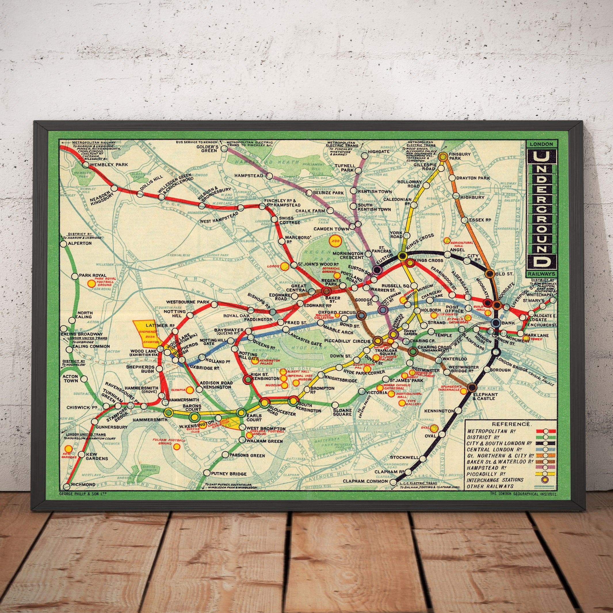 Rare Old London Underground Tube Map, 1912 - Oxford Circus, Piccadilly ...