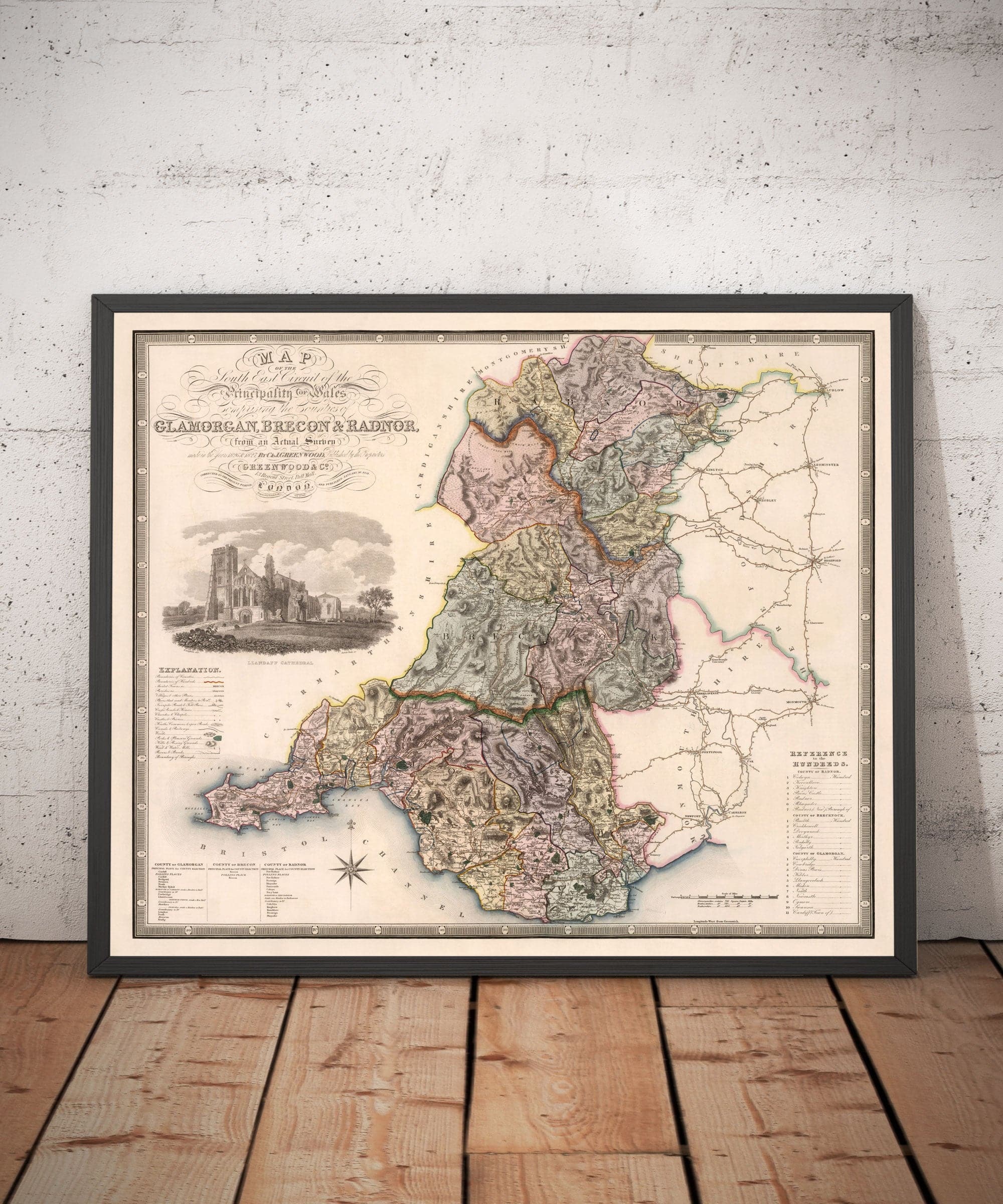 Old Map of South Wales, 1829 by Greenwood & Co. - Glamorgan, Cardiff ...